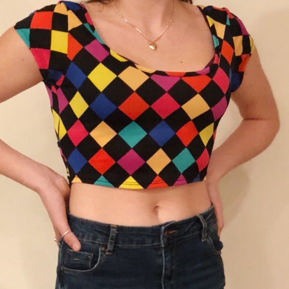 Lipstick Boutique | Tops | Colorful Checkered Crop Top Shown Worn In ...